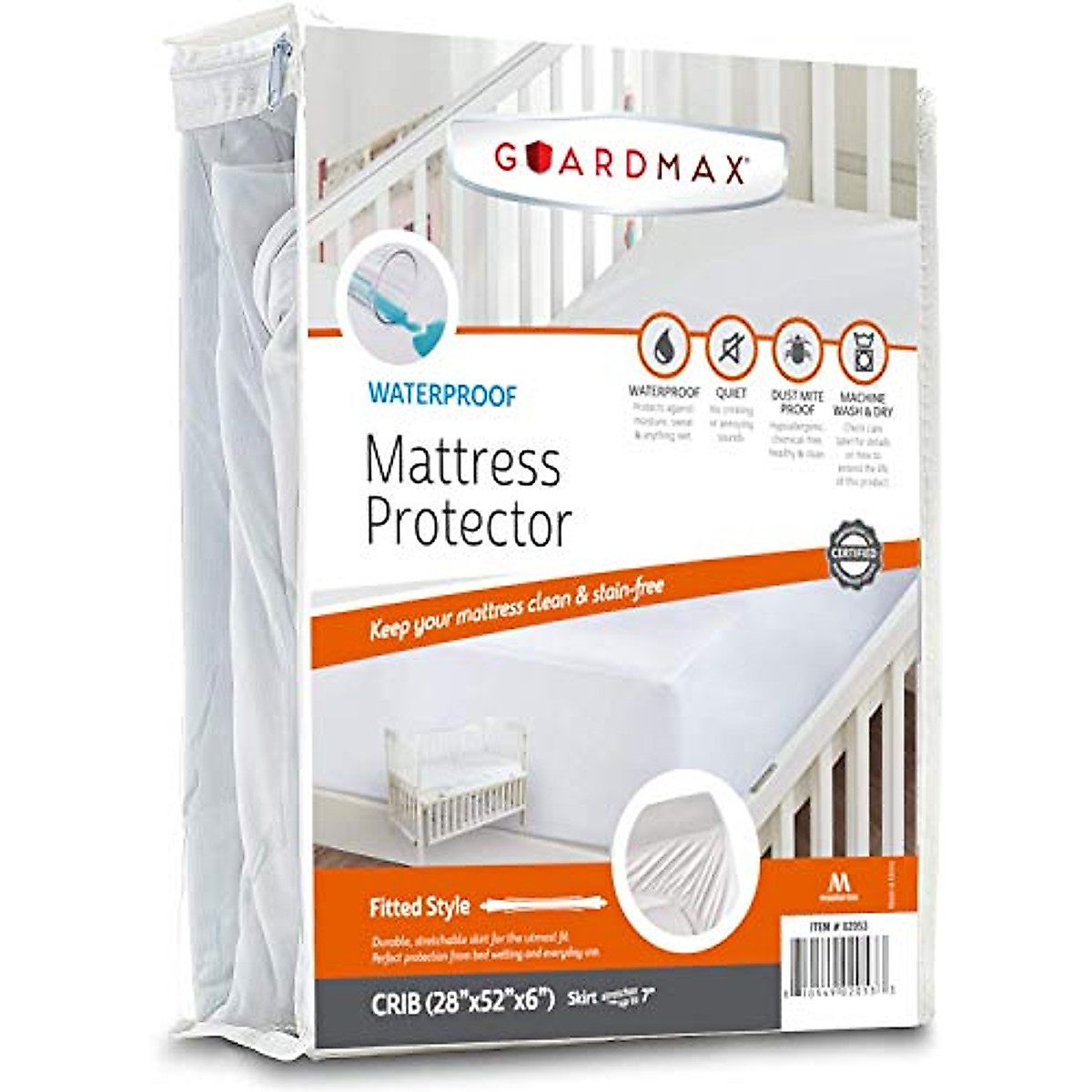 Guardmax Waterproof Crib Mattress Cover Fitted - Smooth and Quiet Toddler Mattress Protector - Machine Washable Crib Cover (28x52x6)