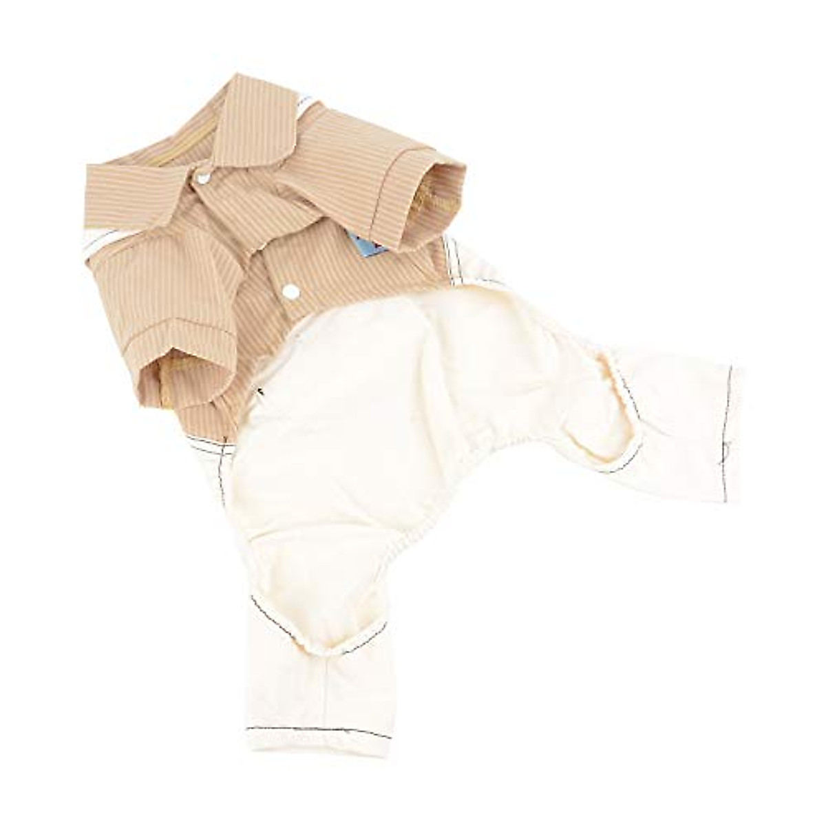 SELMAI Dog Outfits for Small Dogs Boy Summer Striped Shirts with Pants Jumpsuits One Piece Apparel for Cats Puppies Chihuahua Clothes Adorable Overalls for Medium Pets 4 Legs Spring Autumn Brown M