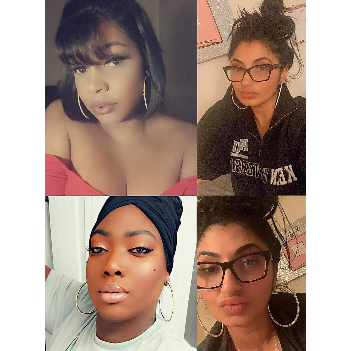 80mm Rhinestone Plated Silver Hoop Earrings Big Circle Earring Large Hoop Earrings,Silver