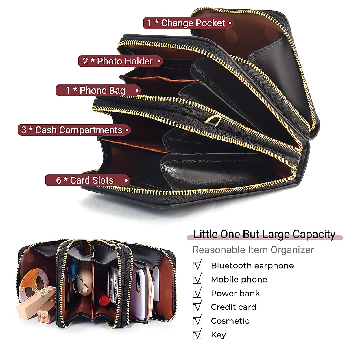 LassZone Women Small Cross Body Phone Bags Cell Phone Wallet Card Hold Purse Shoulder Bags with Two Straps