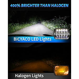 BICYACO DOT 110W 5x7 7x6 Inch Led Headlights Hi/Low Led Sealed Beam Headlamp Compatible with Jeep Wrangler YJ Cherokee XJ Kenworth T300 1997-2010 H4 Plug H6054 H5054 6054 6052 (Black)