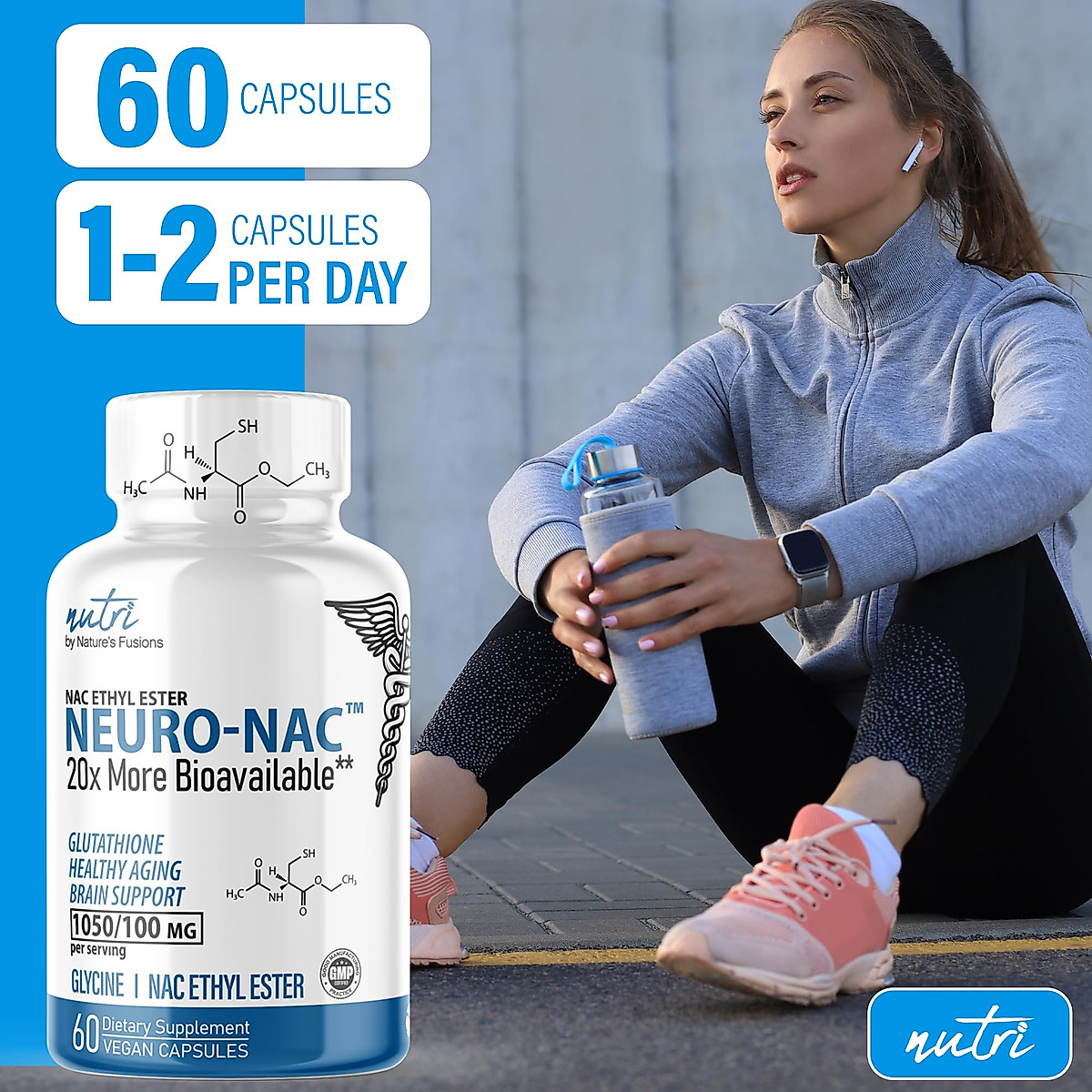 Nature's Fusions Neuro NAC Supplement N-Acetyl Cysteine Ethyl Ester - More Bioavailable Than NAC 600 mg - Boost Glutathione 10x More Than Liposomal Glutathione - 60 Capsules