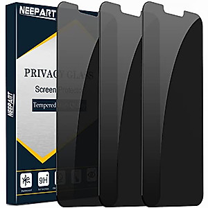 NEEPART 3 Pack Privacy Screen Protector for iPhone 14/ iPhone 13/ iPhone 13 Pro [6.1 Inch], Anti Spy Private Tempered Glass Film, 9H Hardness Surface, Anti-Scratch, Case Friendly, Bubble Free