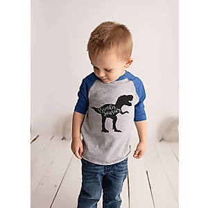 7 ate 9 Apparel Boy's Brother Dinosaur Blue Raglan Tee 18 Months