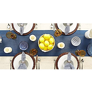 DII PVC Tabletop Collection Woven Indoor/Outdoor, Table Runner, 14x72, Nautical Blue