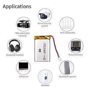 EEMB Lithium Polymer Battery 3.7V 2000mAh 103454 Lipo Rechargeable Battery Pack with Wire JST Connector for Speaker and Wireless Device- Confirm Device & Connector Polarity Before Purchase