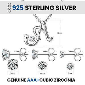 Initial Sterling Silver Necklace Hypoallergenic Silver Jewelry Set/Best Fashion Gift for Women
