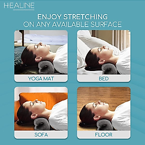 HEALINE Heated Neck Stretcher Cervical Traction Device with 6 Foot USB, Neck and Shoulder Relaxer for Pain Relief Pillow