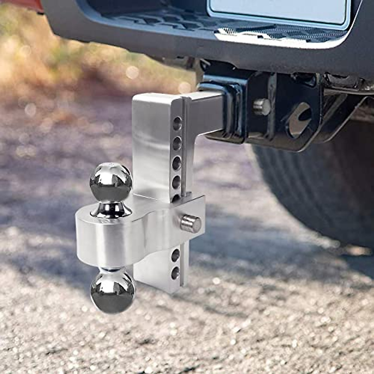 CROSSHIP Adjustable Trailer Hitch Ball Mount-Fit 2.5" Receiver, 8 Inch Drop/Rise Aluminum Drop Hitch with 2'' & 2-5/16'' Solid Dual Balls 18,500 LBS GTW-Tow Hitch for Heavy Duty Truck with Double Lock