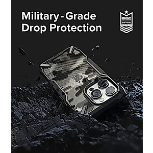 Ringke Fusion-X [Military Design] Compatible with iPhone 14 Pro Case 6.1 Inches, Camouflage Hard Back Heavy Duty Shockproof Advanced Protective Bumper Cover - Camo Black