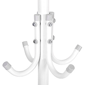 Yosoo Standing Entryway Coat Rack, Metal Coat Hat Rack Tree Stand Hanger Organizer for Jacket, Purse, Scarf Rack, Umbrella (White)