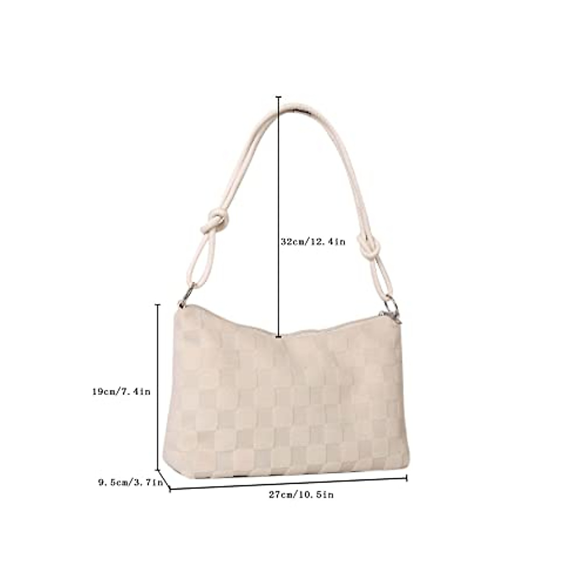 SweatyRocks Women's Hobo Purse Checkered Zip Up Shoulder Bag Casual Handbag Beige S