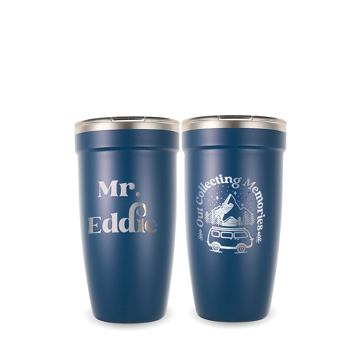 Personalized Photo Engraved Engraved Insulated Tumbler, Name Engraved Tumbler 16 oz. Stainless-Steel Travel Mug with Slide Lid, Custom Design Christmas Gift (Classic Blue)