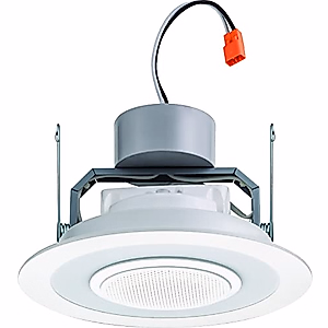 Lithonia Lighting 6SL RD 07LM 3000K 90CRI MW 6-Inch Dimmable LED Module with Integrated Wireless Bluetooth Speaker, 720 Lumens, 120 Volts, 13 Watts, Wet Listed, Matte White