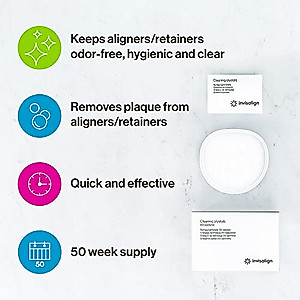 INVISALIGN Cleaning Crystals for Clear Aligners and Retainers with Tub, (50 Packets)