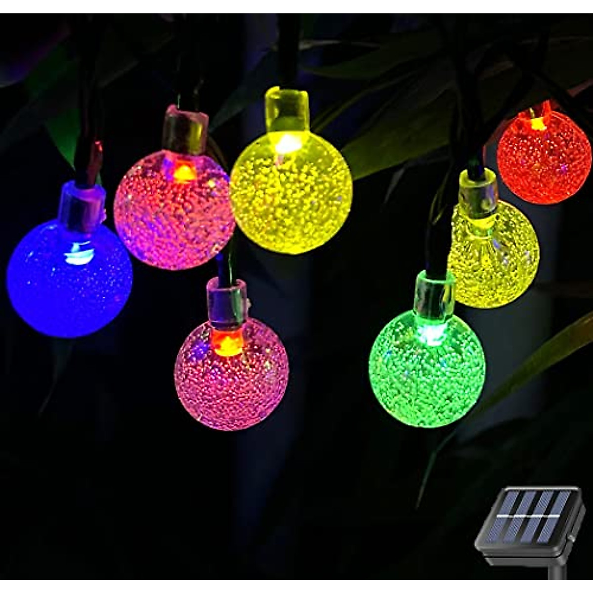 SPLOcolor Solar String Lights Outdoor, 20ft Waterproof 30 LEDs 8 Modes Crystal Globe Solar String Fairy Lights Backyard Patio Christmas Lights for Holiday Party Gardens Backyard Wedding (Multicolor)