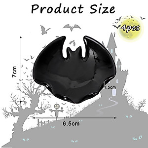 AnyDesign 4 Pieces Halloween Bat Coffee Spoon Rest Black Ceramic Bat Teaspoon Holder Spooky Home Decor Accessories for Halloween Teacher Gift Kitchen Office Coffee Bar Coffee Stirrers