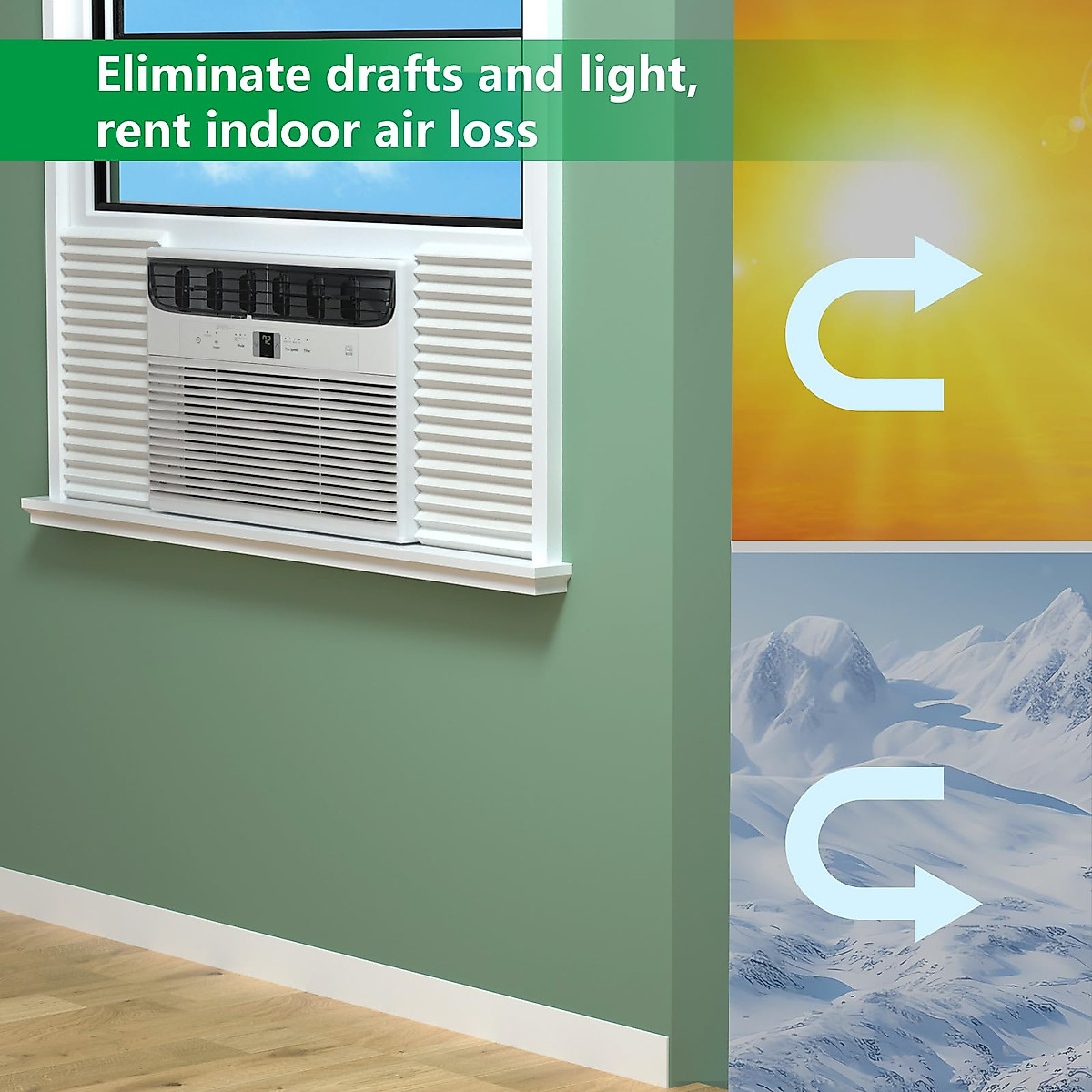 Window Air Conditioner,Side Insulated Foam Panel, Summer/Winter Heat and Draft Insulating,Two-Piece Panels Window Seal 02 (WHITE)