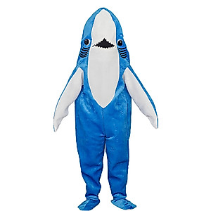 Costume Agent Left Shark Perry Live Dancing Mascot Zip Jumpsuit Halloween Cosplay (Blue)