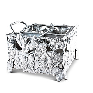 Arthur Court Designs Aluminum Metal Butterfly Silverware/Flatware/Utensil Caddy Holder 8 inch Square 7 inch Tall