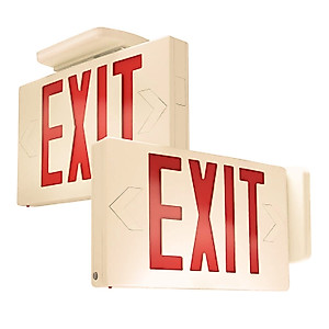 eTopLighting [2 Pack] LED Exit Sign Emergency Light, Wall or Ceiling Mount LED Exit Lighting, Battery Backup, Red Lettering, AGG2498