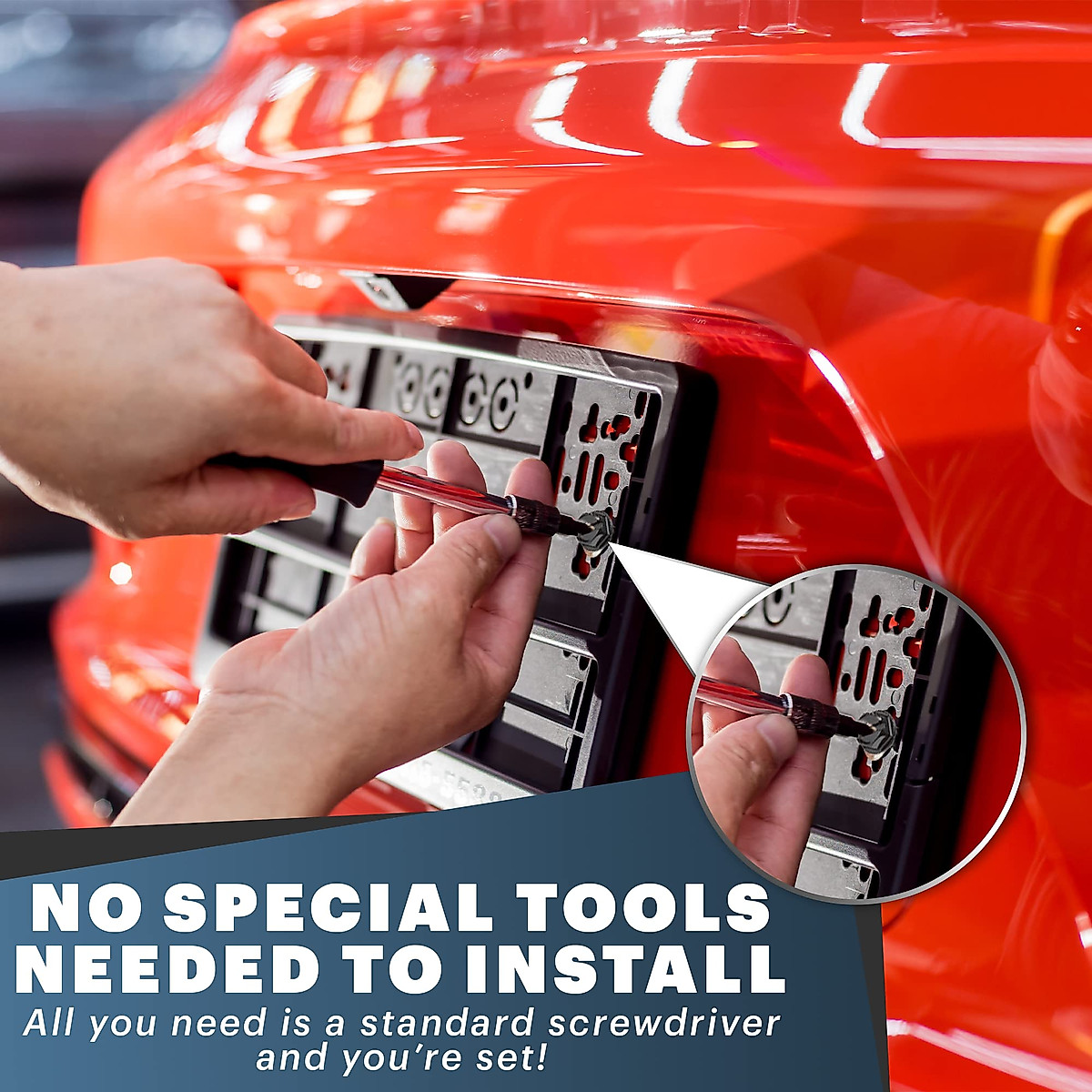 License Plate Screws with Rustproof Finish - License Plate Screw Kit for Front & Rear Plates - License Plate Bolts for Domestic Vehicles - Stainless Steel Screws for License Plates (4-Pack, Black)