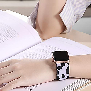 Vcegari Elastic Band Compatible with 40mm 41mm Apple Watch SE Series 7 6 5 4, Breathable Stretchy Loop Wristband for iWatch 38mm Series 3 2 1 Women Girls, Cow