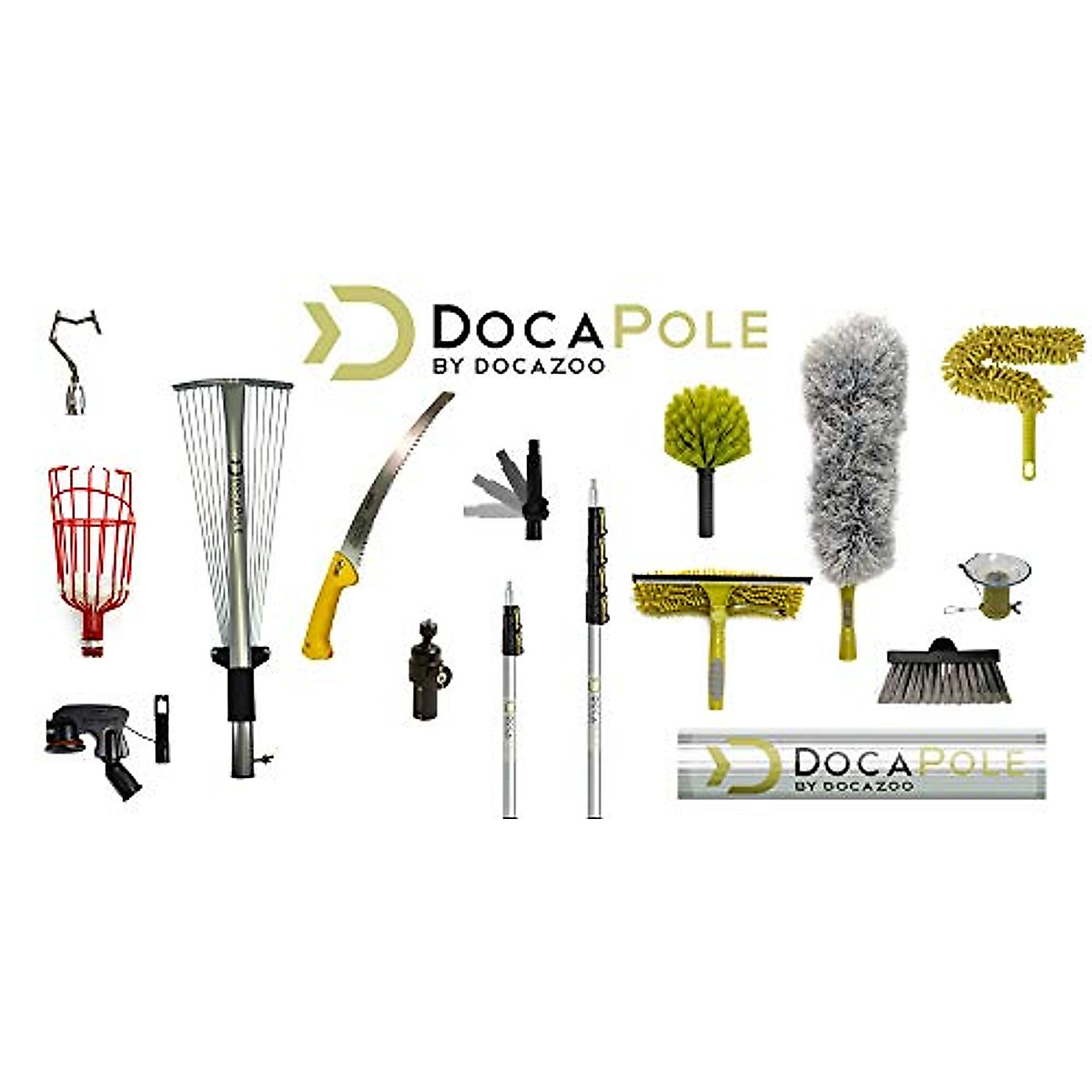 DocaPole 7-30 Foot Telescoping Extension Pole + GoSaw Attachment Pruning Pole Saw; Extendable Limb Saw and Trimmer For Tree Pruning on Branches Less than 2" Diameter; Includes Feather Duster