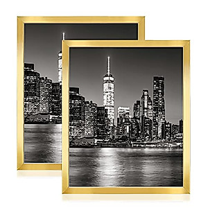 Annecy 10x12 Picture Frame Gold（2 Pack）, 10 x 12 Picture Frame for Wall or Desktop Decoration, Classic Black Minimalist Style Suitable for Decorating Houses, Offices, Hotels