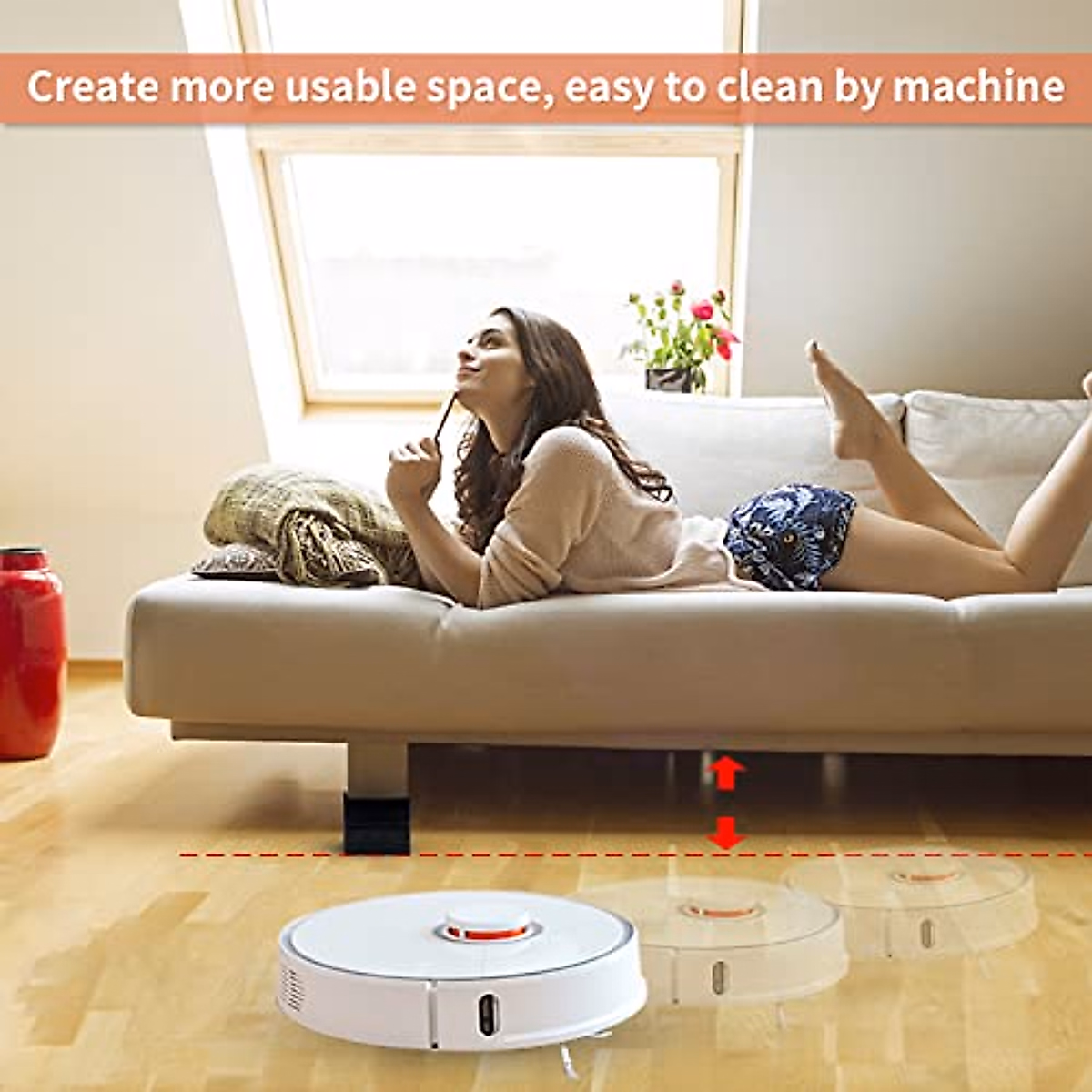 JONHWI Bed Risers, Furniture Raise Blocks, 3 inch Stilts Heavy Duty for Bed Couch Desk Sofa Table Lifts, Furniture Legs Lifters Support up to 1300 Lbs (Black, 8 Pack Set)