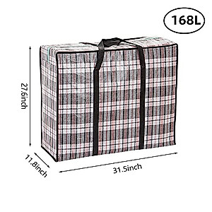 Heavy Duty Extra Large Moving Bags, 168L Jumbo Organizer Storage Bags With Durable Zipper, Water Resistant Totes, Carrying Bag, Camping Bag for Clothes, Bedding, Comforter, Pillow, Moving(Set of 4)