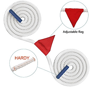 X XBEN 35 Feet Tug of War Rope with Flag for Kids, Teens and Adults, Soft Polypropylene Rope Games for Team Building Activities, Family Reunion, Birthday Party-15 ft,55 ft,110 ft White