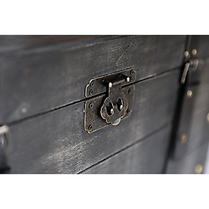 Vintiquewise Distressed Black Medium Wooden Storage Trunk