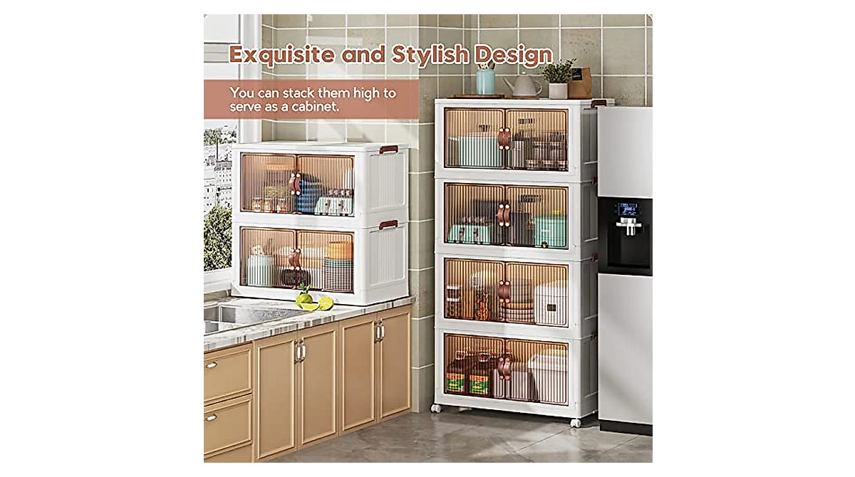 Stackable Storage Bins with Lids & Caster Wheels