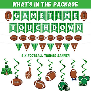 Football Hanging Swirl Banner Decorations Supplies Include Game Time Touch Down Banner Pennant Banner Hanging Spirals for Sport Tailgate Game Day Birthday Party