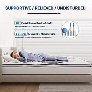 Avenco Full Size Mattress 12 Inch, Full Hybrid Mattress in a Box with Gel Memory Foam & Individually Pocket Coils for Pain Relief, Medium Firm Full Bed Mattress, CertiPUR-US Certified