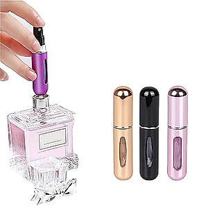 KAYZON Travel Mini Perfume Refillable Atomizer Container, Portable Perfume Scent Pump Case Fragrance Empty Spray Bottle for Traveling and Outgoing (3 Pack, 5ml) (3 Pcs)