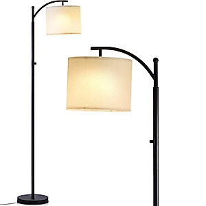 AKASUKI Modern Floor Lamps for Living Room, Arc Floor Lamp with Rotary Switch, Tall Pole Standing Lamp with Hanging Shade for Bedroom Study Room Office, 3 Color Temperatures, 9W Bulb Include