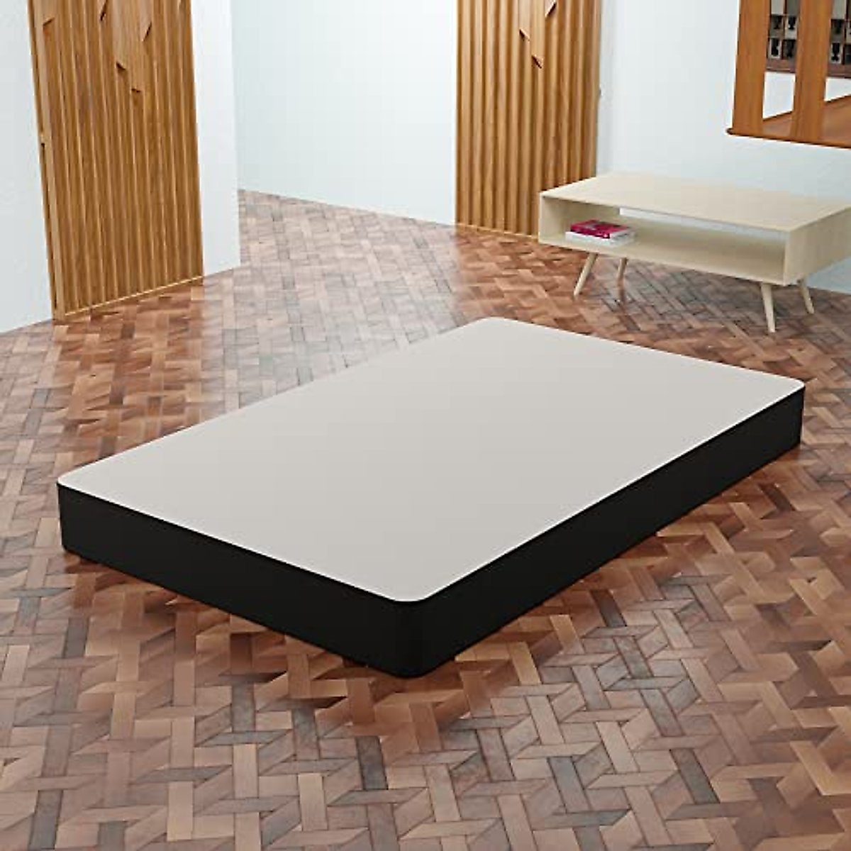 Greaton 8-Inch King Box Spring/Foundation-Easy Simple Assembly, Durable Strong Wood Structure for Pressure Relief, Mattress Support System, Compact Size for Tight Spaces, Black