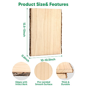 Wood Planks 13 Inch Wood Slices Rectangle Wood Plank with Bark for Woodburning/Pyrography/Décor/Sign/Country Weddings