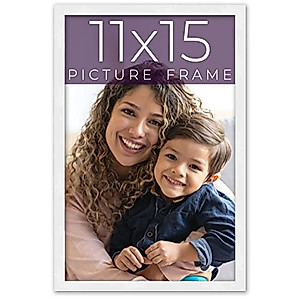 11x15 Frame White Real Wood Picture Frame Width 0.75 Inches | Interior Frame Depth 0.5 Inches | White Mid Century Photo Frame Complete with UV Acrylic, Foam Board Backing & Hanging Hardware