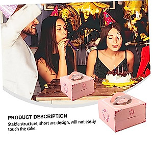 ULTECHNOVO 3pcs Boxes Portable Cake Box Disposable Containers Mini Paper Cups Clear Dessert Containers Paper Cupcake Box Dessert Pie Boxes Cardboard Cupcake Stand Paper Jam Pink Bakery Boxes