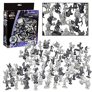 Monster Fantasy Creature Mini Action Figure Playset - 98pcs Toy Miniatures w 14 Unique Designs - Dragons, Wizards, Orcs, & More- XL 1/32 Scale Compatible with Dungeons and Dragons and Other RPG Games