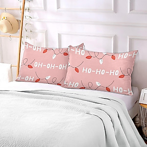 Cute Christmas Ho Pink Pillowcase for Hair and Skin Body Pillow Cover Body Pillow Cases Queen Size 20"X 30" Throw Pillow with Zipper for Women Men
