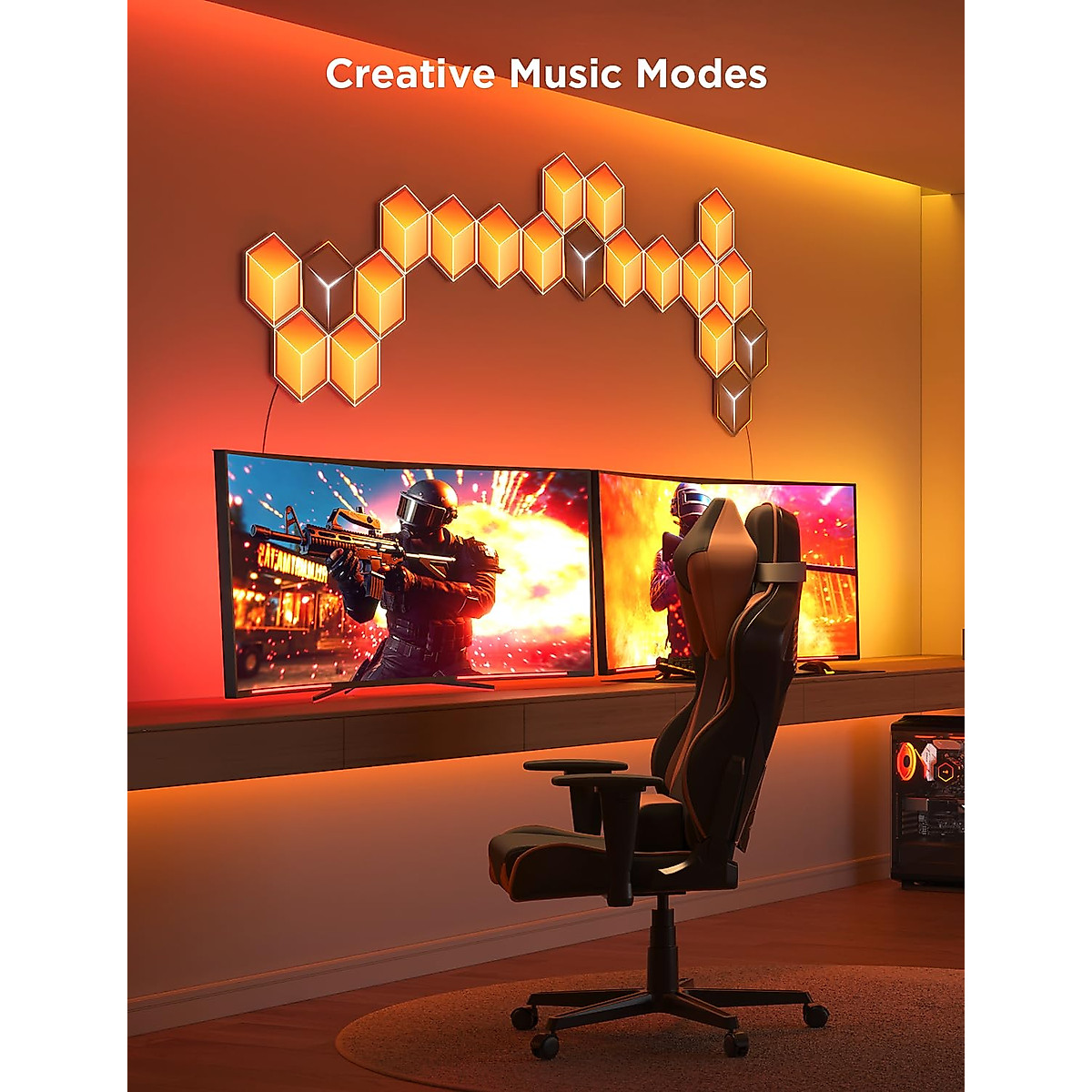 Govee Glide Hexagon Light Panels Ultra, 3D Wall Lights with DIY, RGBIC LED Gaming Lights for Wall, LED Lights for Gaming Setup with 129 Lamp Beads, Works with Alexa, 10 Pack, Lunar White