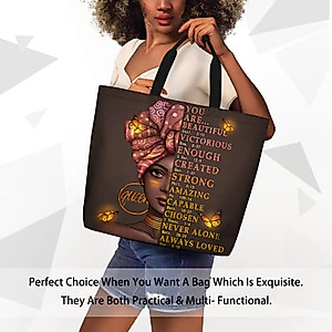African American Women Tote Bags - Black Women Shoulder Bag Afro Black Girl Magic Satchel Handbags For Beach Gym School Travel