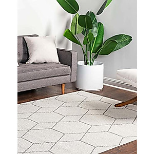 Unique Loom Trellis Frieze Collection Area Rug - Geometric (5' 1" x 8', Ivory/ Gray)