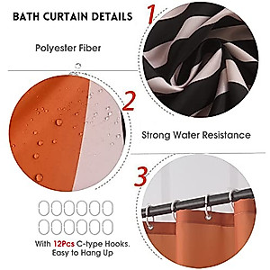 Alabohuke 4 Pcs Simple Style Shower Curtain Set, Abstract Art Bathroom Decoration Set with Rugs, Toilet Lid Cover and Bath Mat, Bathroom Curtains Set with 12 Hooks, Polyester Fabric, 72x72 Inch