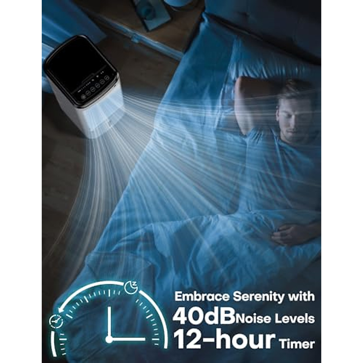 3-IN-1 TEMEIKE Swamp Cooler Air Conditioner, Evaporative Air Cooler w/ 4 Modes & 3 Speeds, 12H Timer & Remote & Dual Water Tank, 65° Oscillating Air Conditioner Portable for Room Bedroom Home Indoor