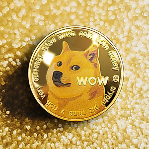 KANGHE 2pcs Dogecoin Coin Collection, Doggie Virtual Coin, Shiba Inu Coin Gold-Plated and Silver-Plated Commemorative Ccoin